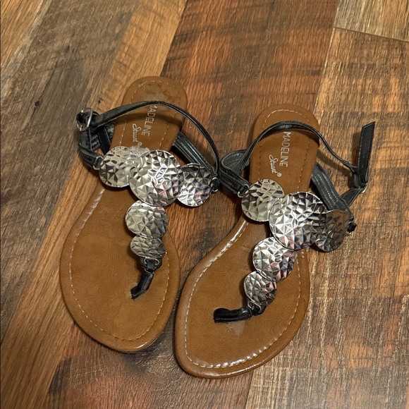 Madeline | Shoes | Madeline Metallic Silver And Tan Sandals | Poshmark